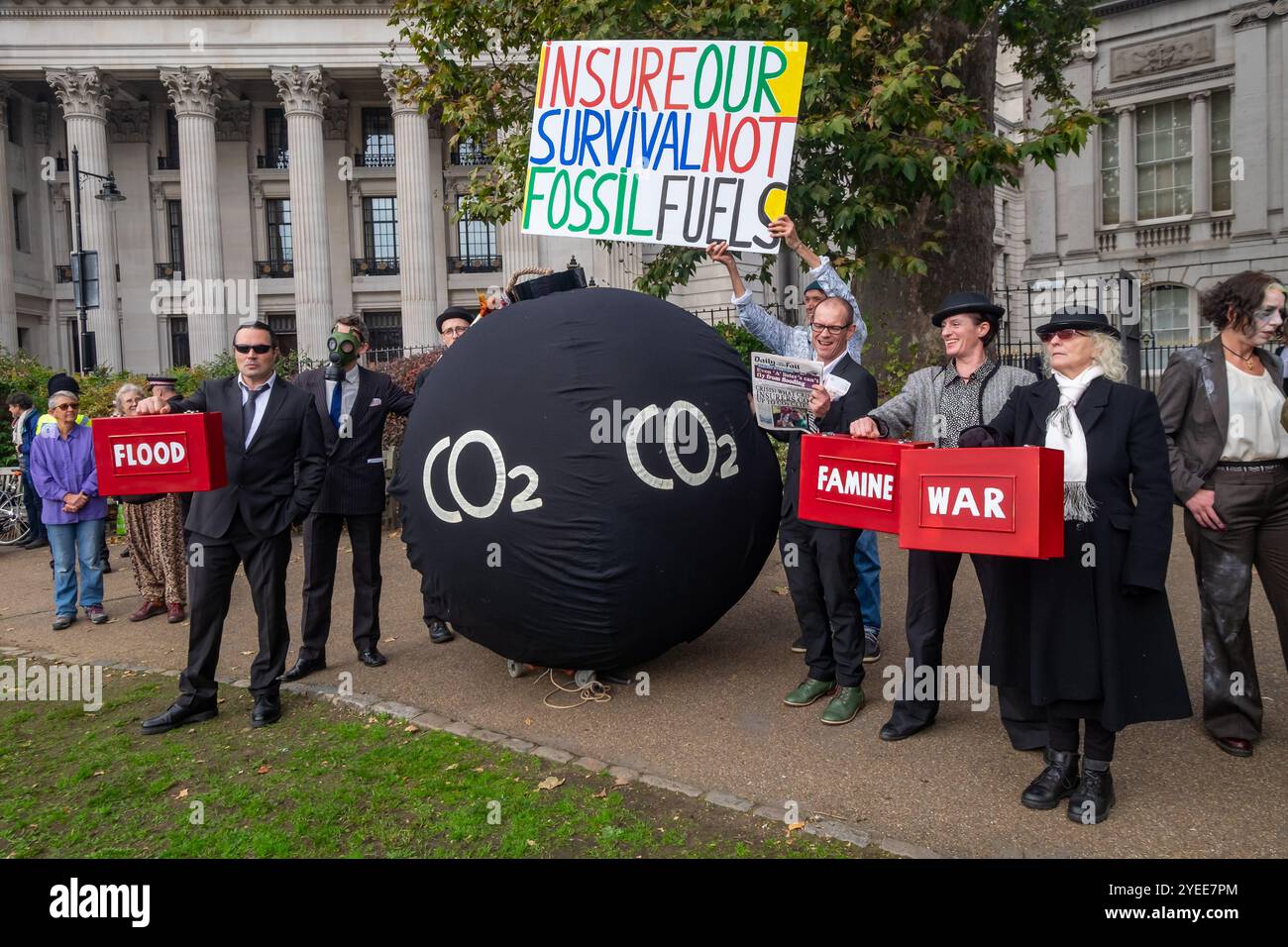 London, UK. 30 Oct 2024. Flood, Famine, War will result from higher CO2 ...
