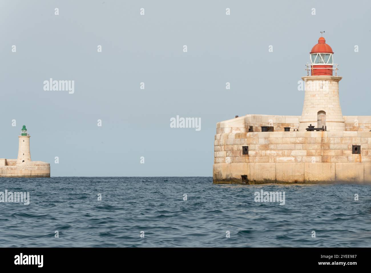 Breakwater towers, Saint Elmo Lighthouse and Ricasoli Lighthouse, Grand ...