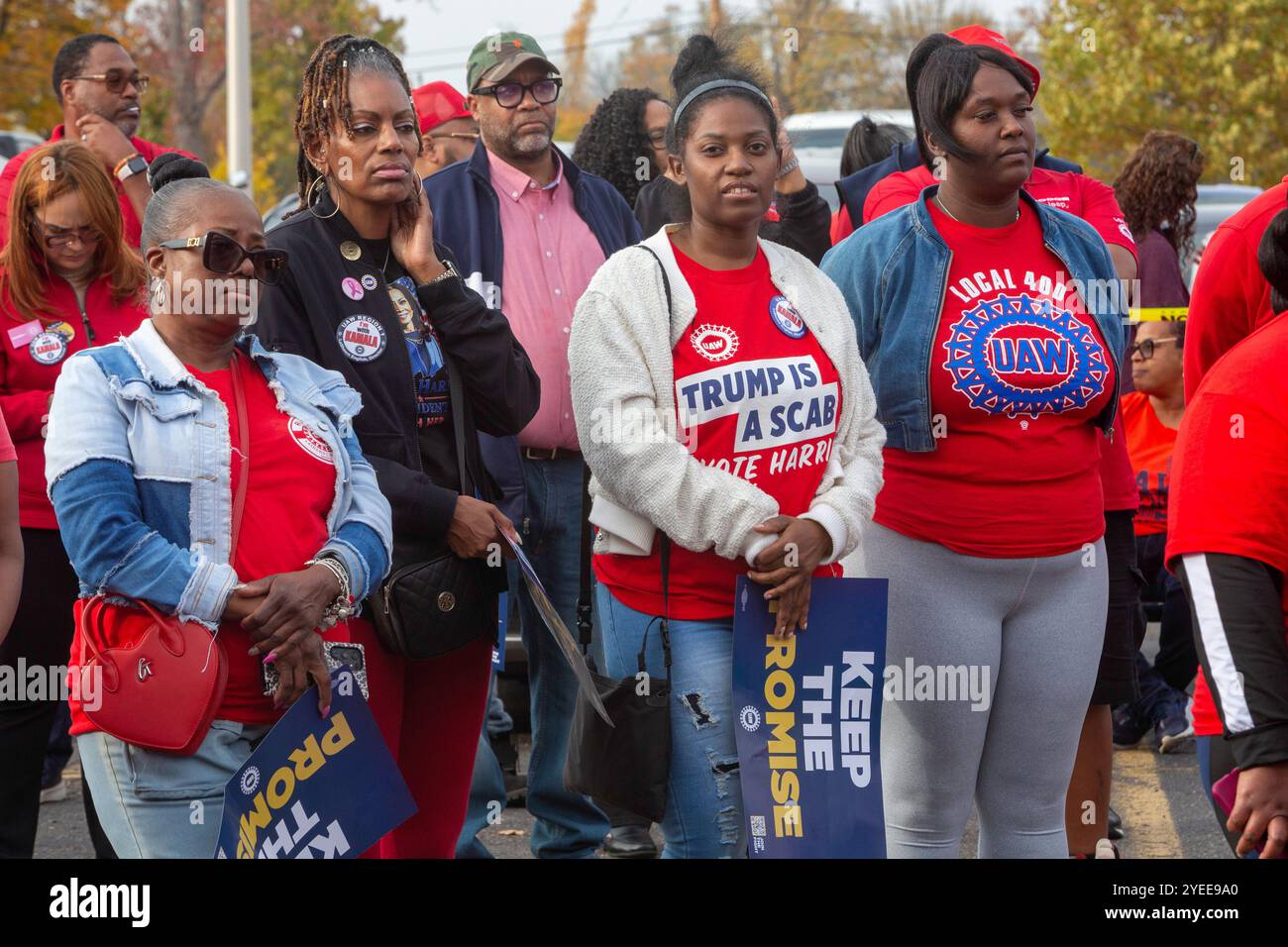 Detroit, Michigan, USA. 30th Oct, 2024. Members of United Auto Workers ...
