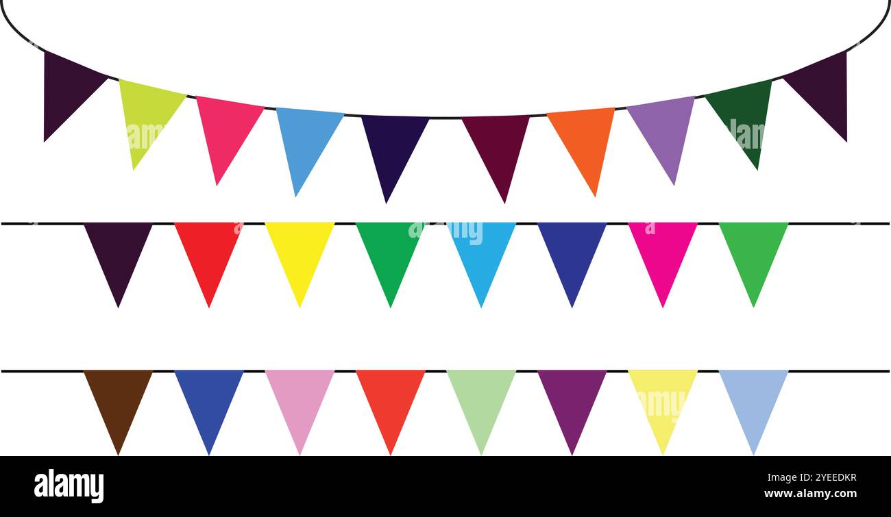 Colorful triangle flags for celebration of any event Stock Vector Image ...