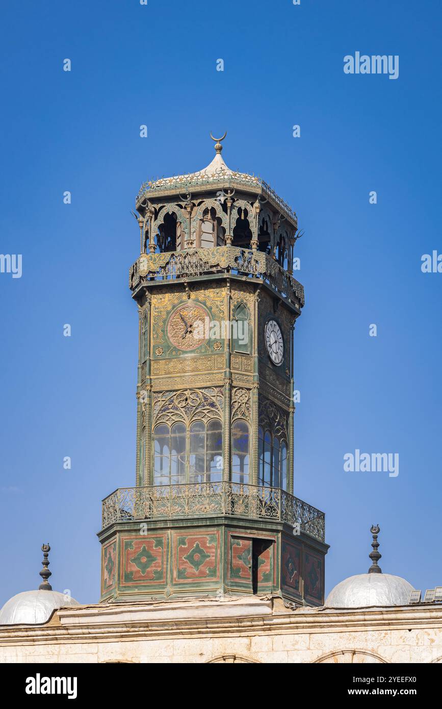 Al Khalifa, Old Cairo, Cairo, Egypt. Clock tower on the Cairo Citadel ...