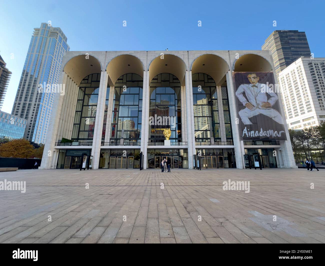 Grand entrance view of a modern architectural metropolitan opera ...