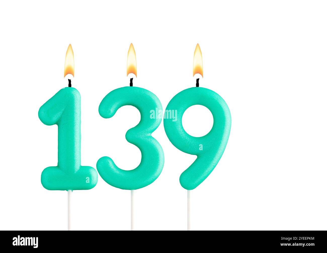 Green birthday candle on white background - Candle number 139 Stock ...