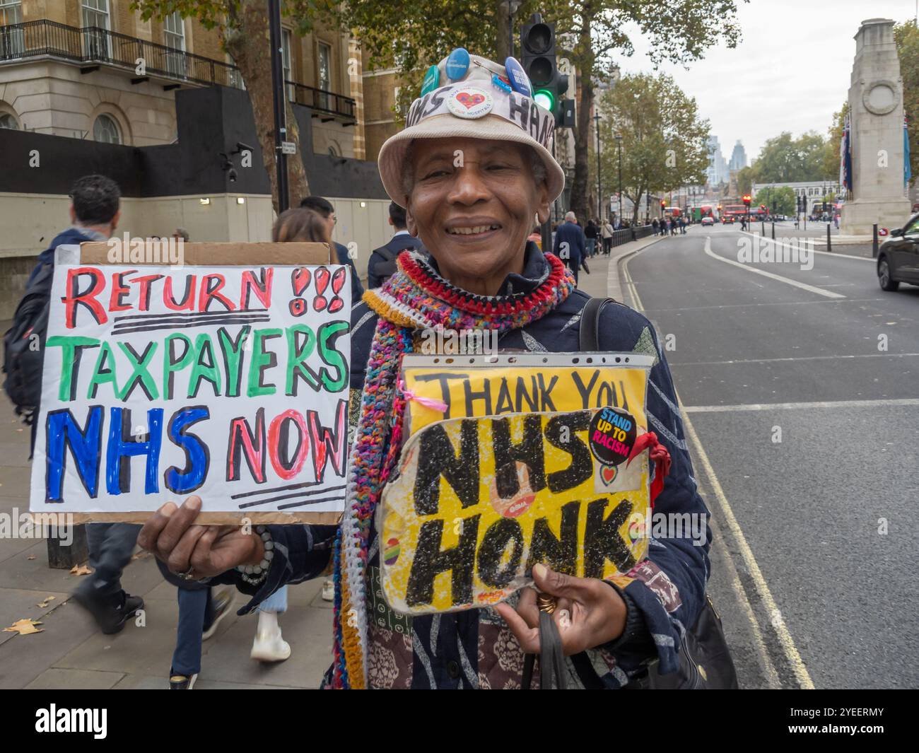 London, UK, 30 Oct 2024. Protesters from the People's Assembly protest ...