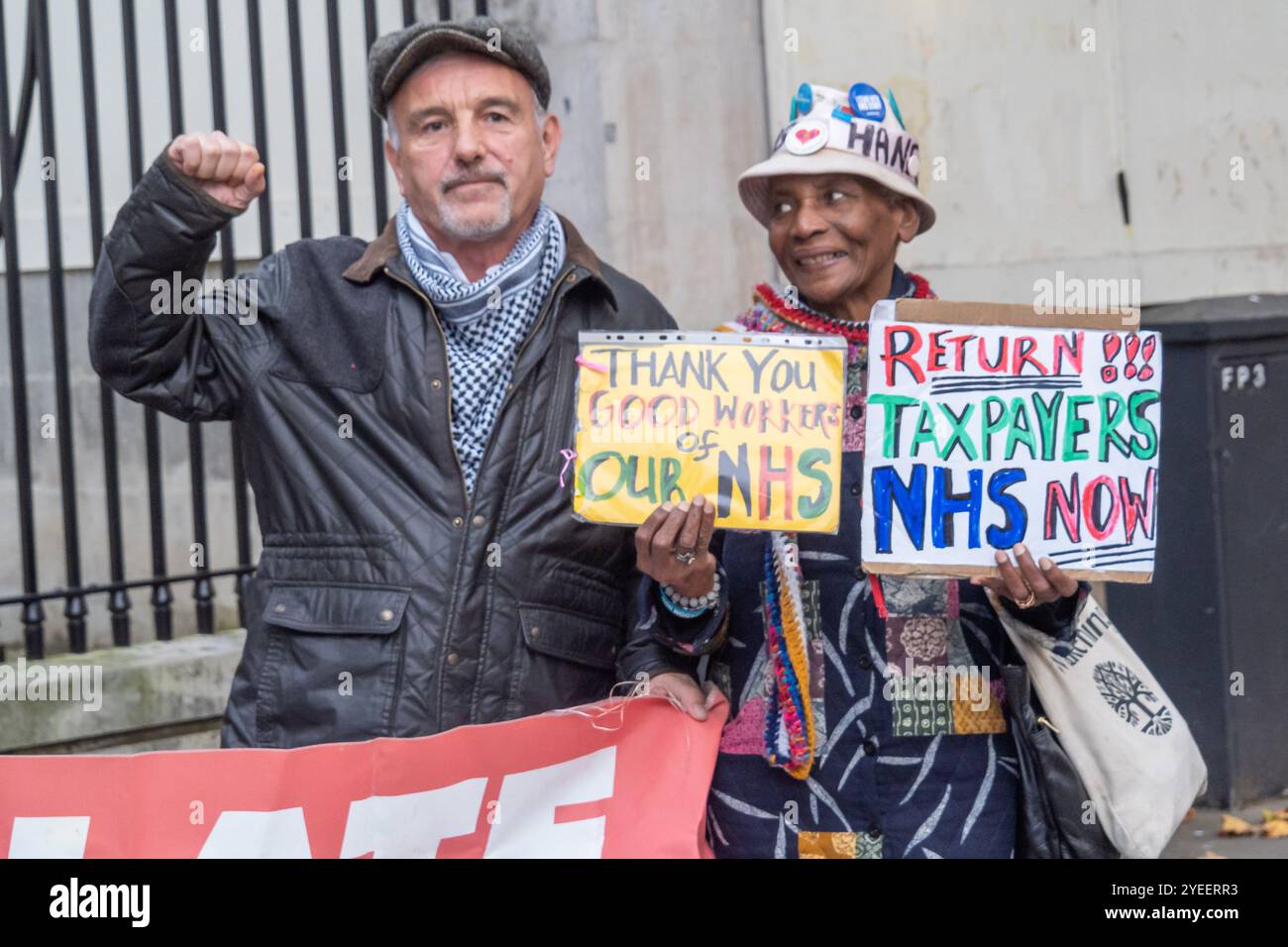 London, UK, 30 Oct 2024. Protesters from the People's Assembly protest ...