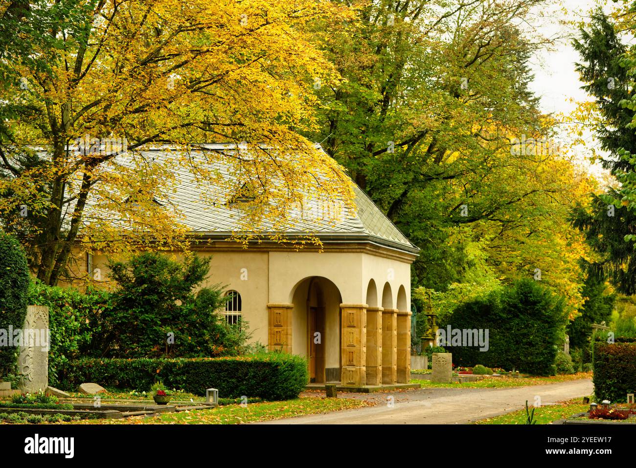 Neo-Romanesque-style building of the old mourning hall from 1881 at ...
