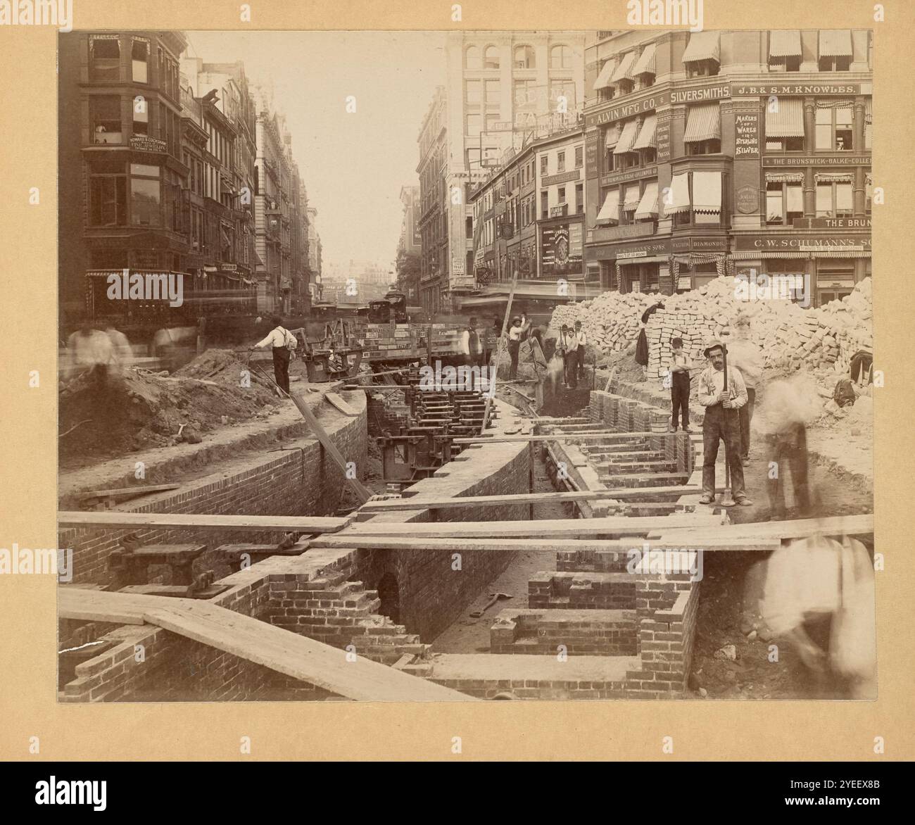 7th Street.. construction of the cable road on Broadway, New York City ...