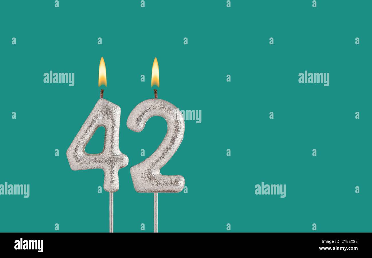 Birthday card on a green background - Candle in the shape of the number ...