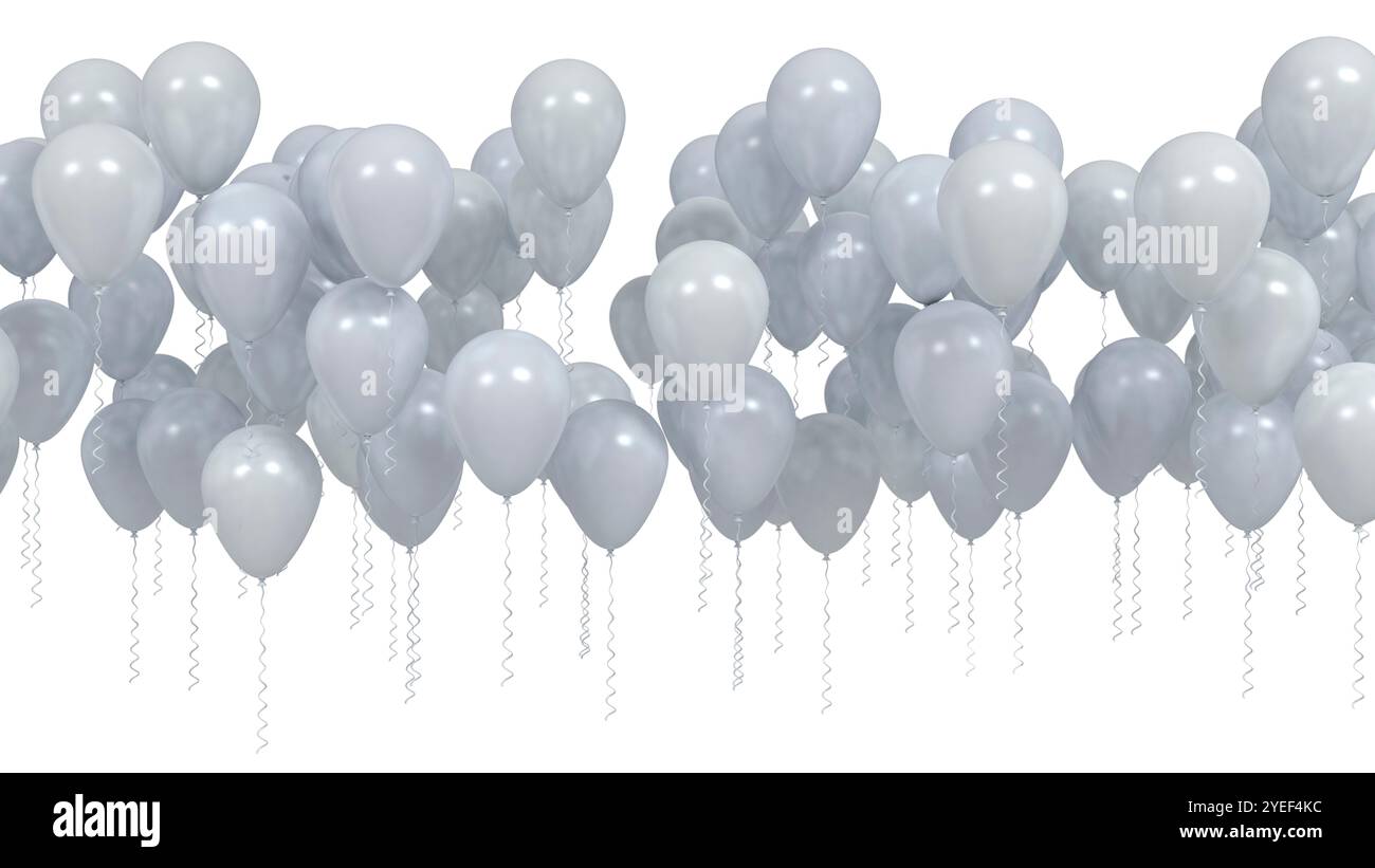 Silver grey balloons isolated on white background. Celebration party ...