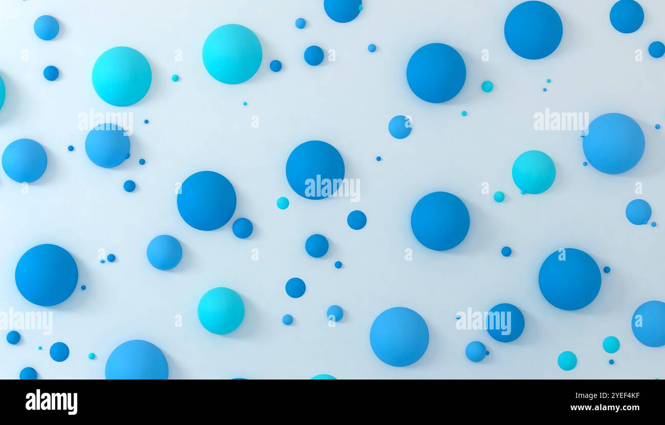 Abstract 3d render of blue variation of spheres, composition with ...