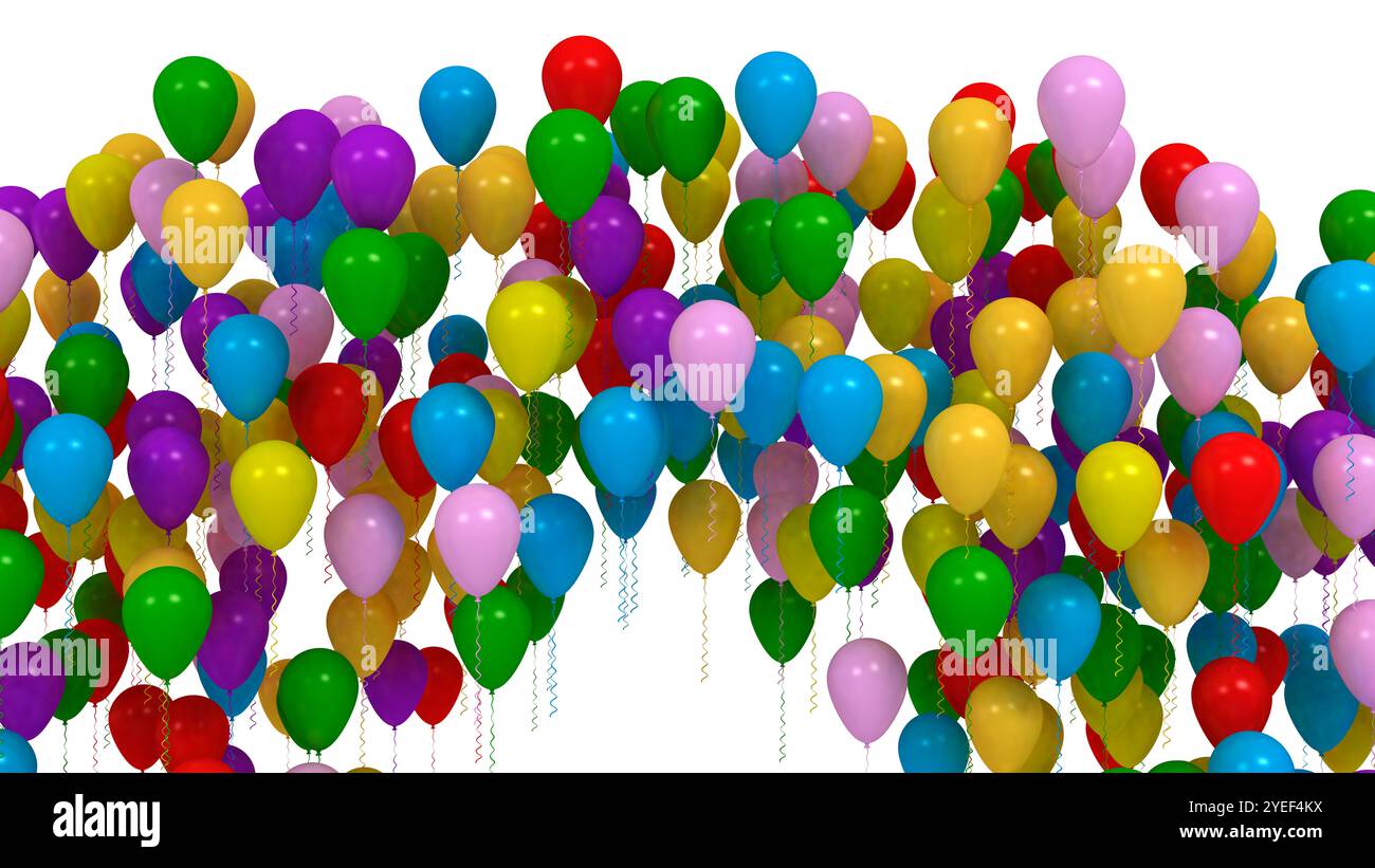 Multi color balloon arch isolated on white background Stock Photo - Alamy