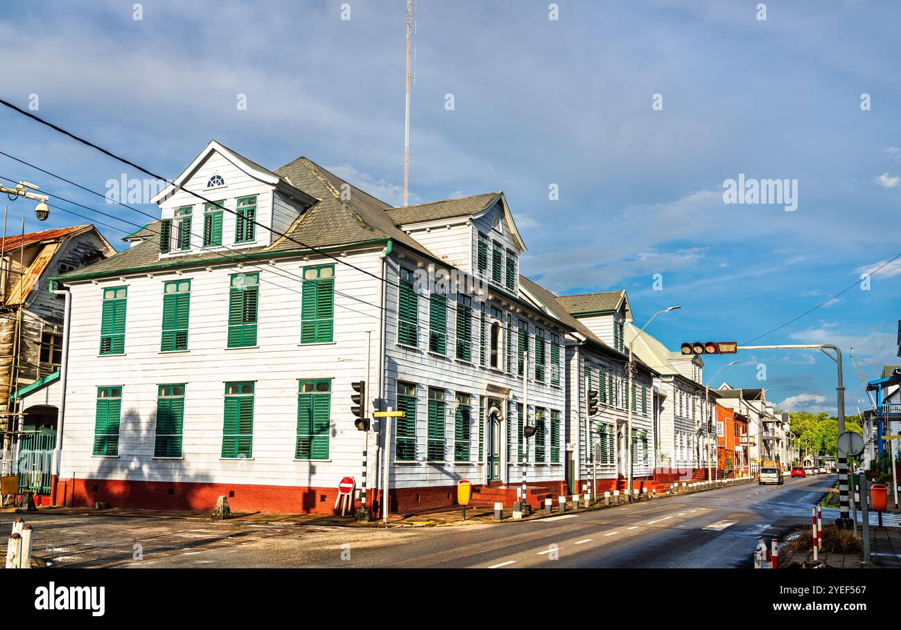 Traditional houses in the historic center of Paramaribo, UNESCO world ...