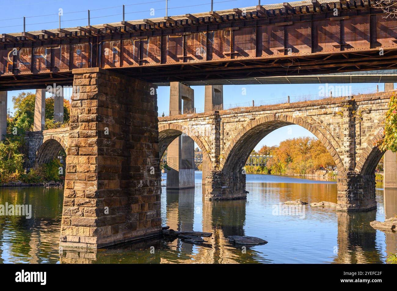 Railroad Bridges of East Falls in Philadelphia Stock Photo - Alamy