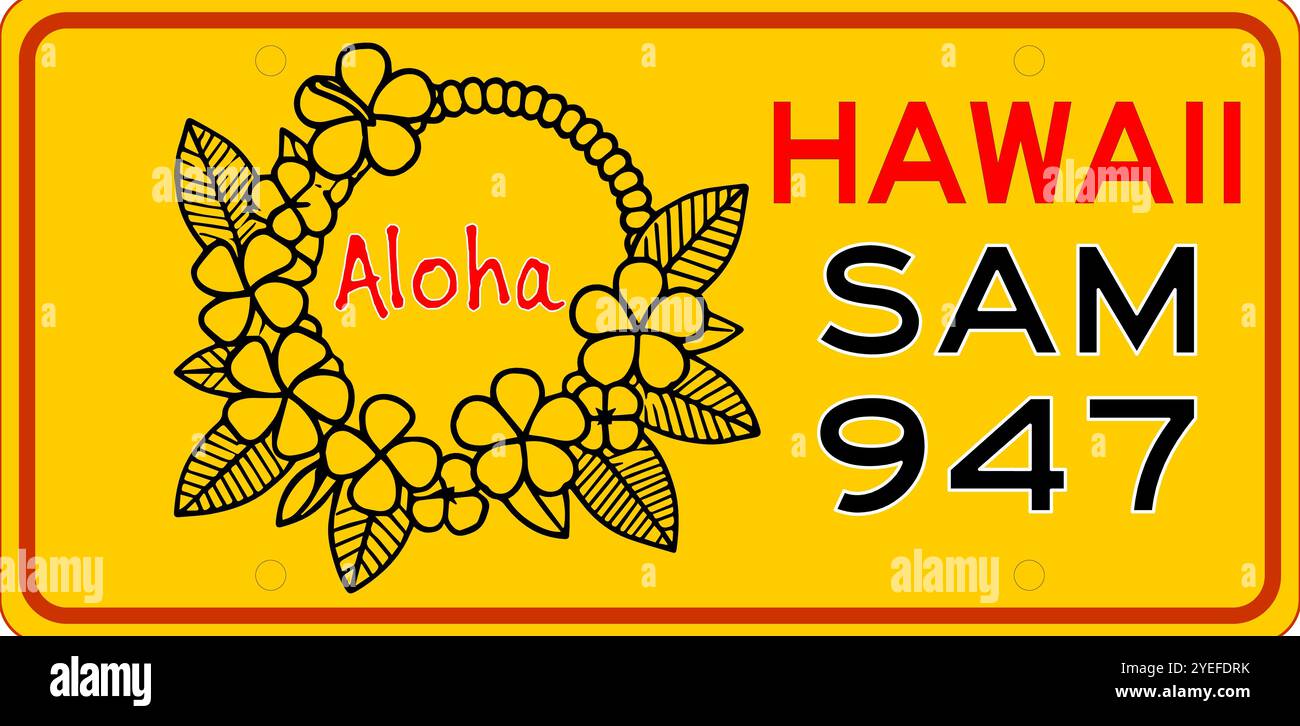 A car license plate marker featuring the Aloha concept and the iconic ...
