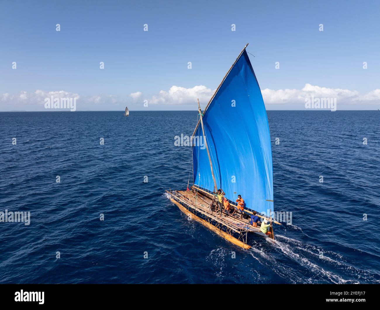 Traditional Sailau sailing boat, Louisiades, Papua New Guinea Stock ...