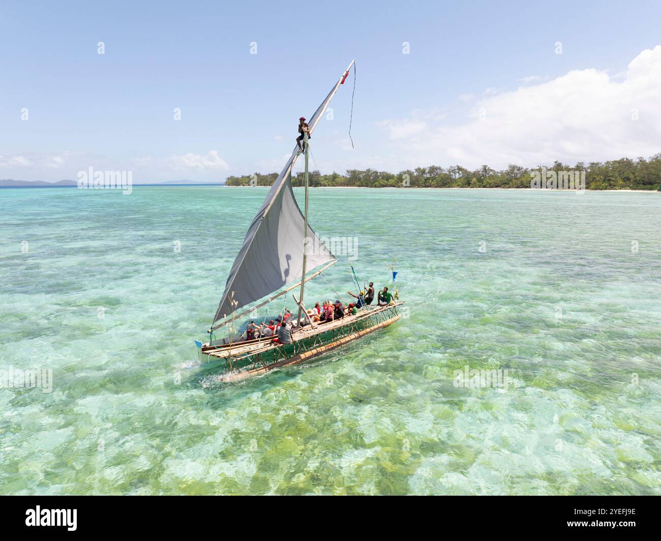 Traditional Sailau sailing boat, Louisiades, Papua New Guinea Stock ...