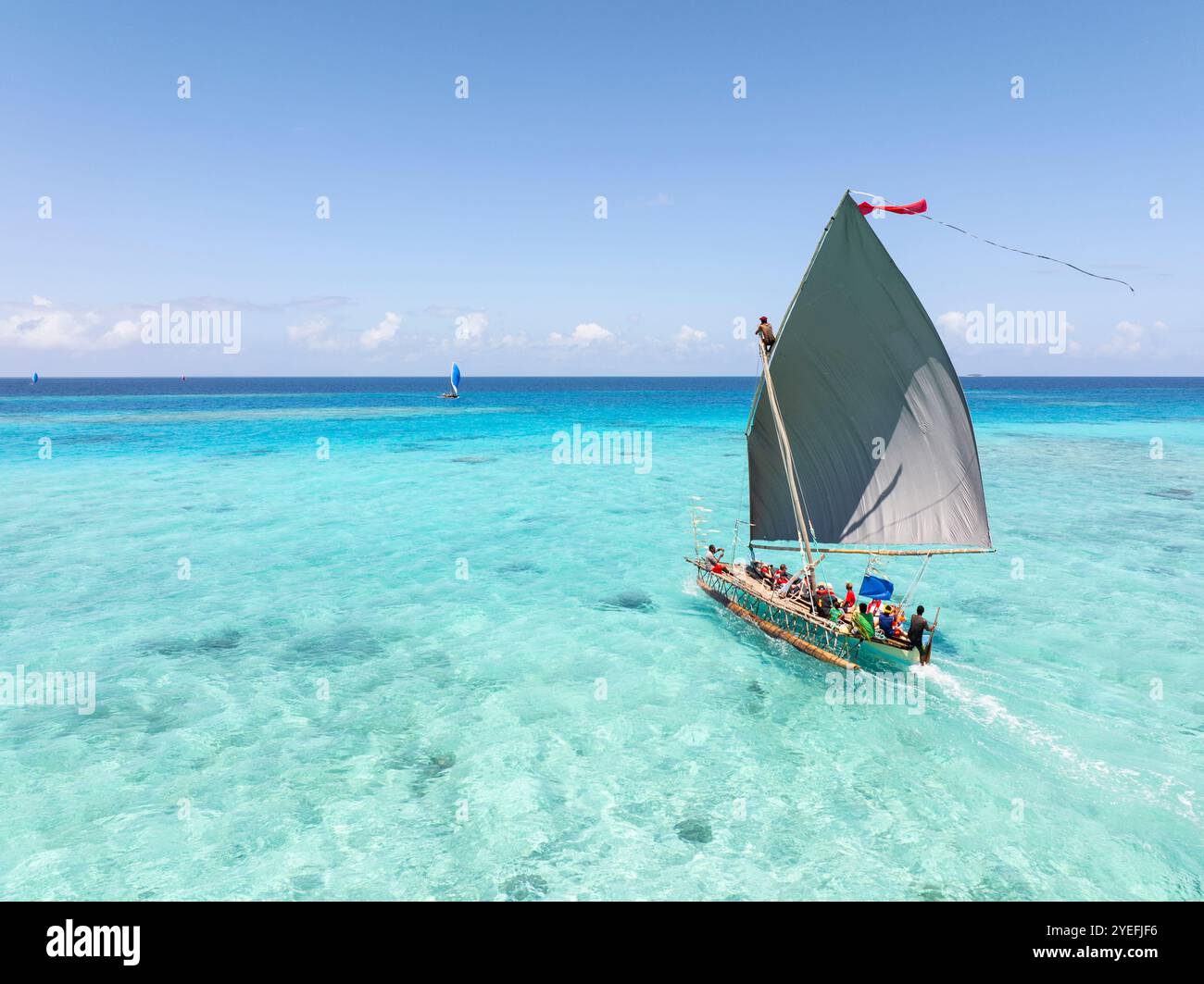Traditional Sailau sailing boat, Louisiades, Papua New Guinea Stock ...