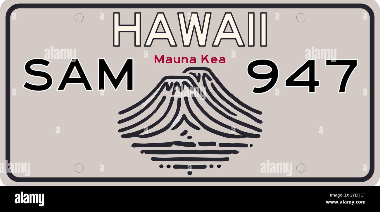 A unique Hawaiian license plate design featuring a detailed vector ...