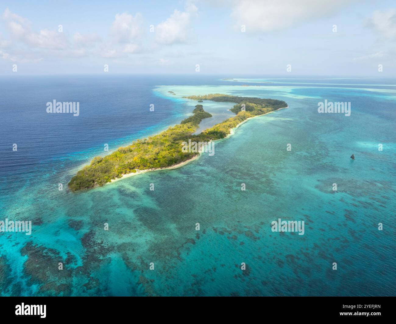 Aerial of Rara Island in Louisiade Archipelago, Papua New Guinea Stock ...