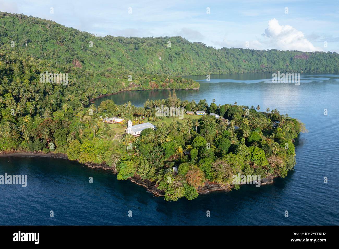 Aerial of Witu church on Garove Island, Papua New Guinea Stock Photo ...