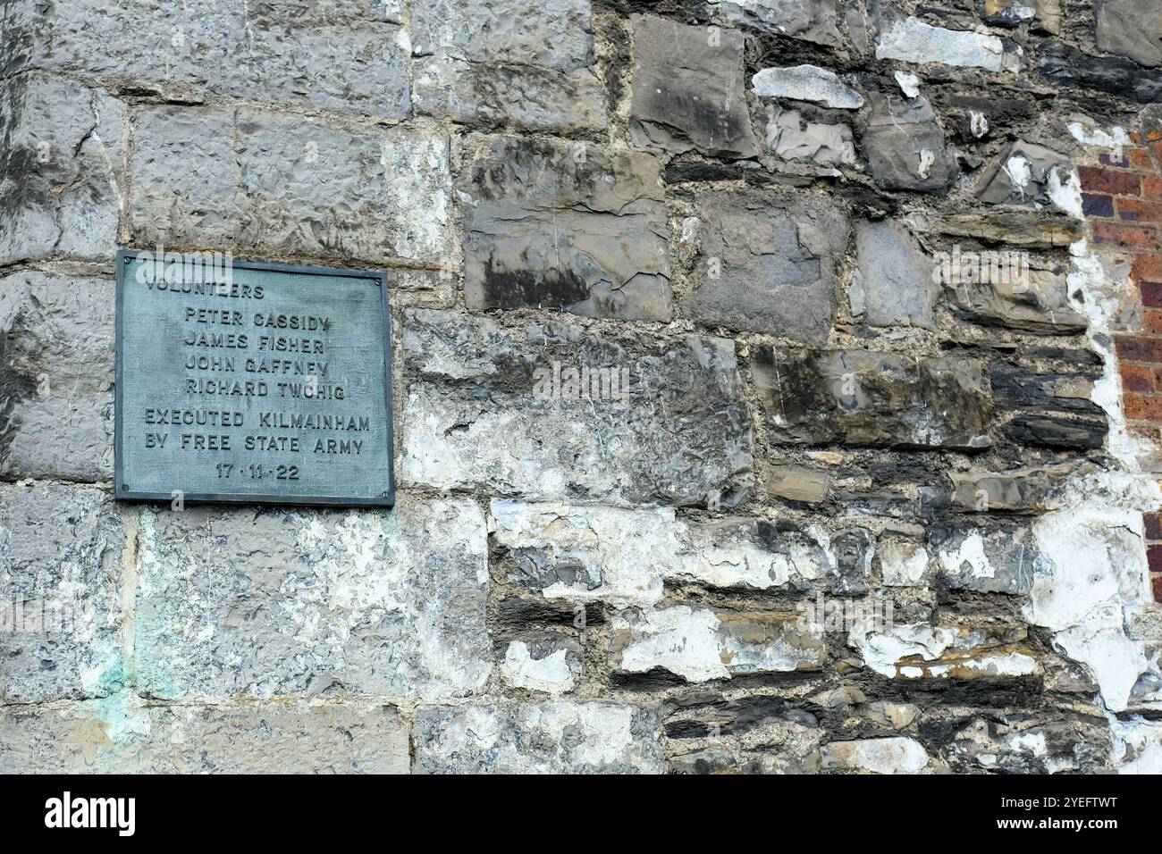 Plaque commemorating the execution at Kilmainham Gaol of four men ...