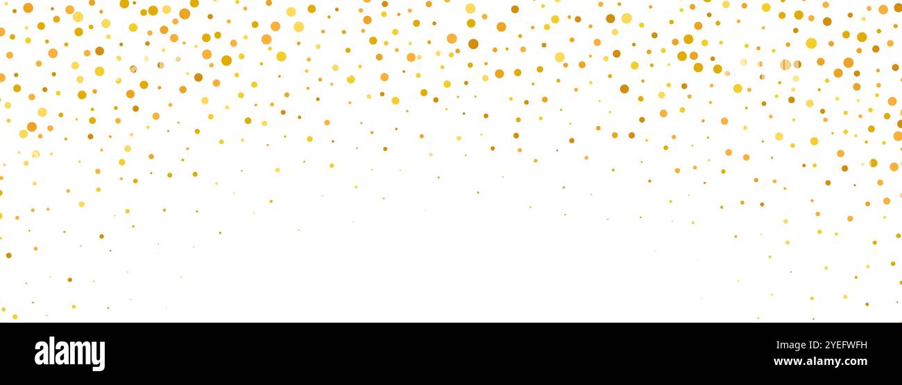 Falling down gold circle confetti background. Splattered golden dotted ...