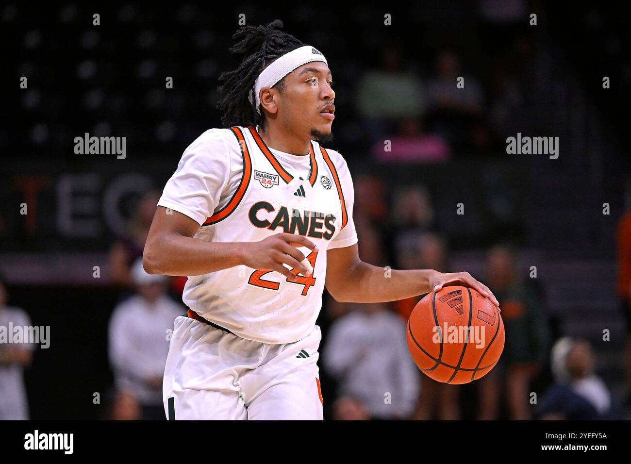 CORAL GABLES, FL - OCTOBER 30: Miami guard Nijel Pack (24) brings the ...