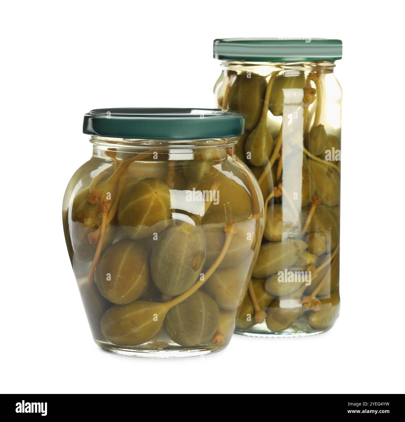 Capers in glass jars isolated on white Stock Photo - Alamy