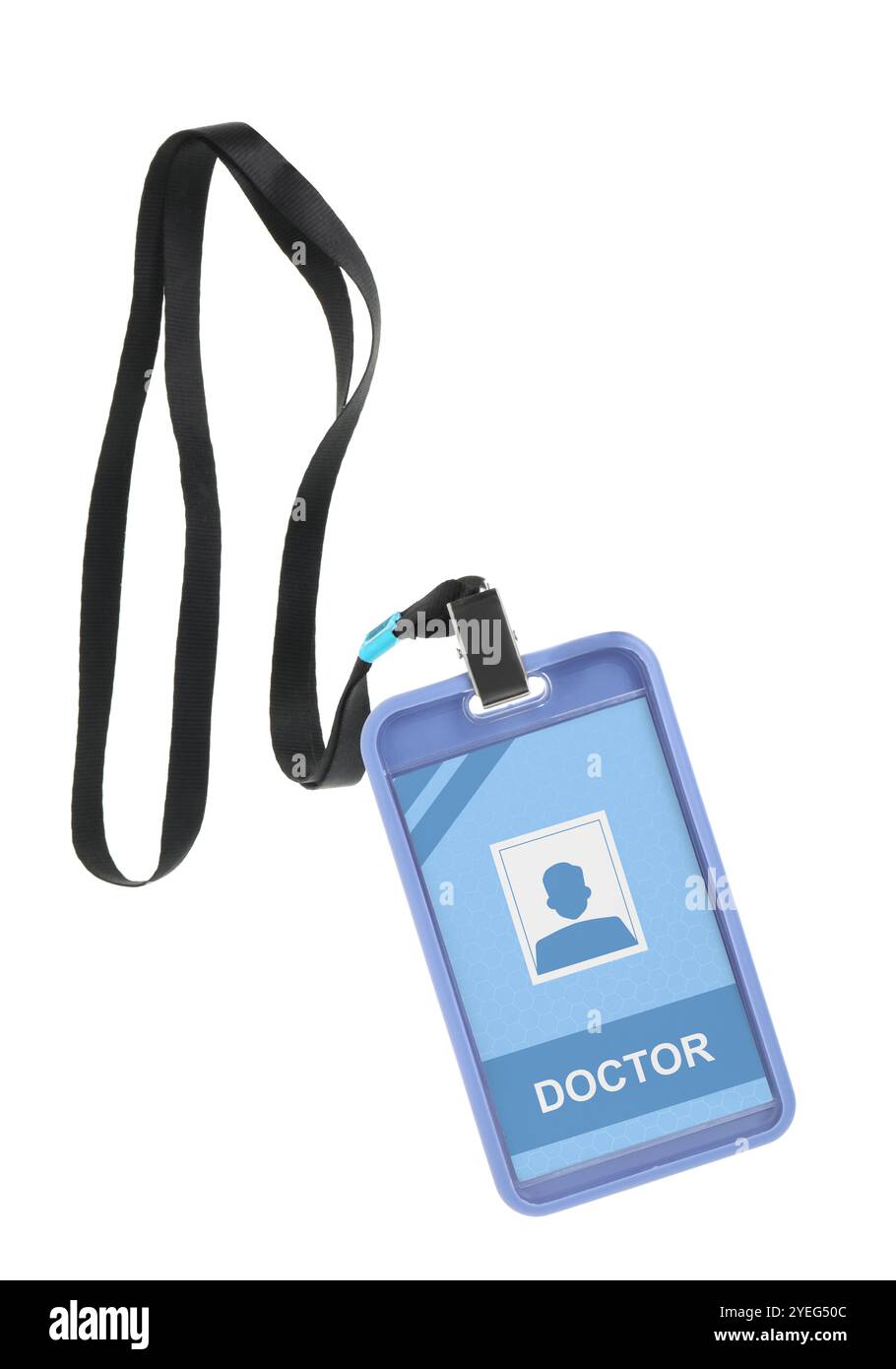Doctor's badge with string on white background Stock Photo - Alamy