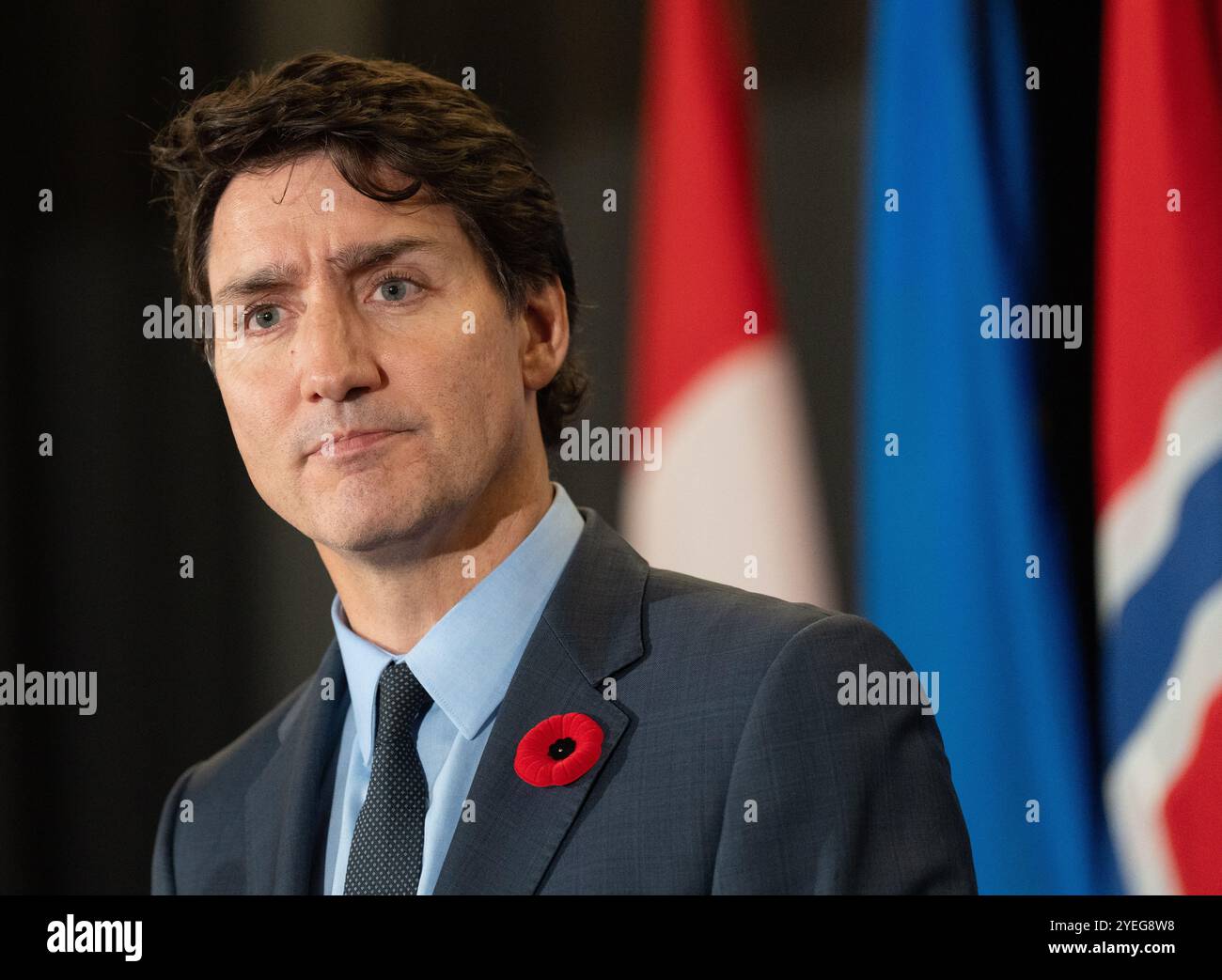 Montreal, Canada. 30th Oct, 2024. Prime Minister Justin Trudeau speaks ...