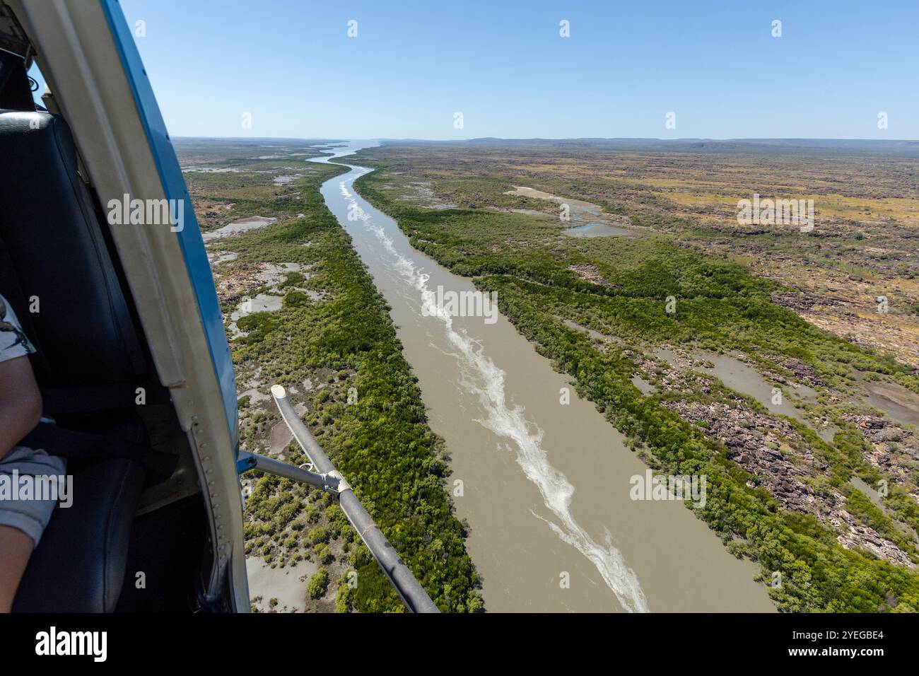 Aerial view of the Mitchell River in the outback of Western Australia ...