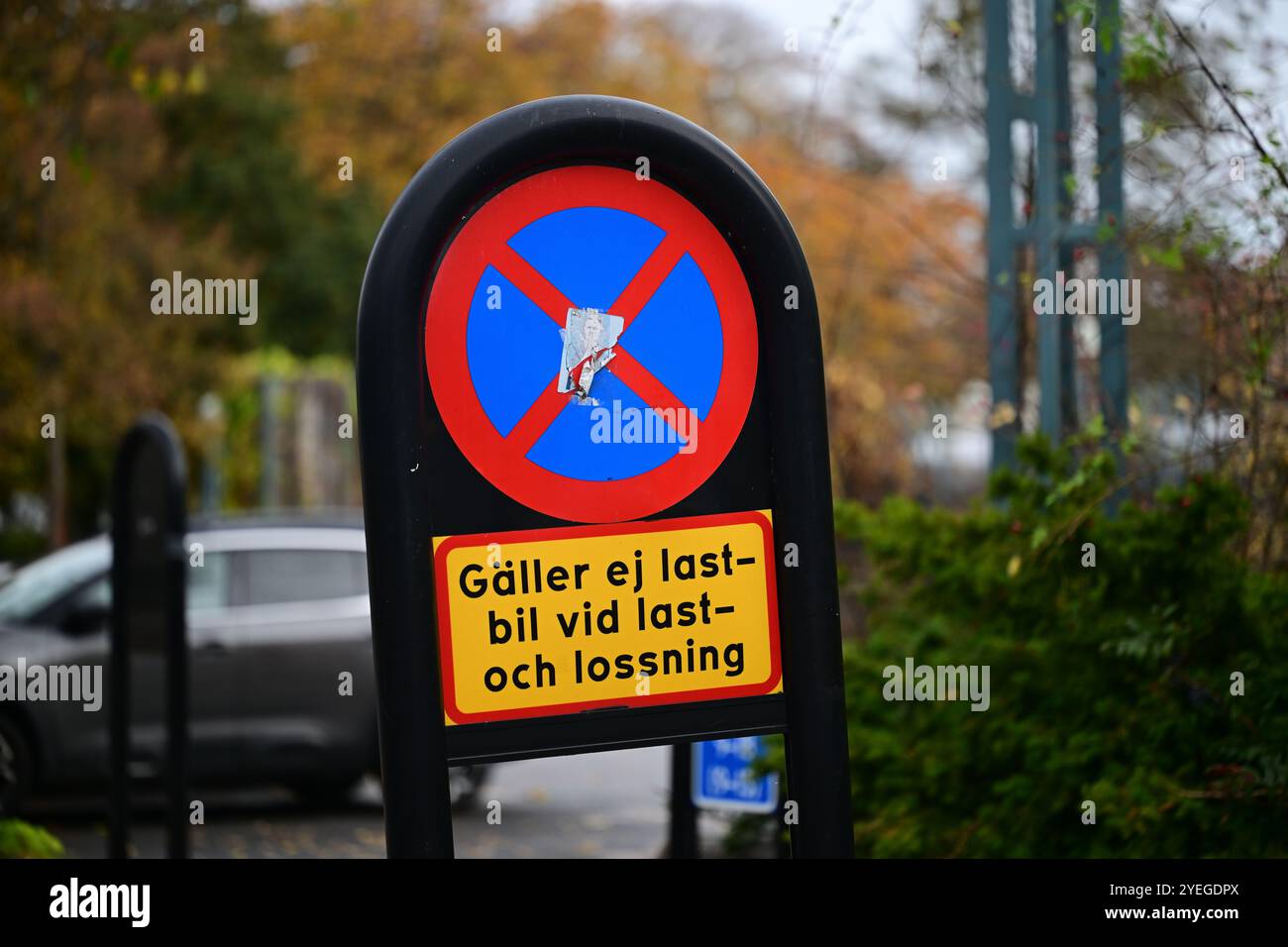 Hässleholm, Skåne, Sweden. October 28 2024. Swedish traffic signage ...