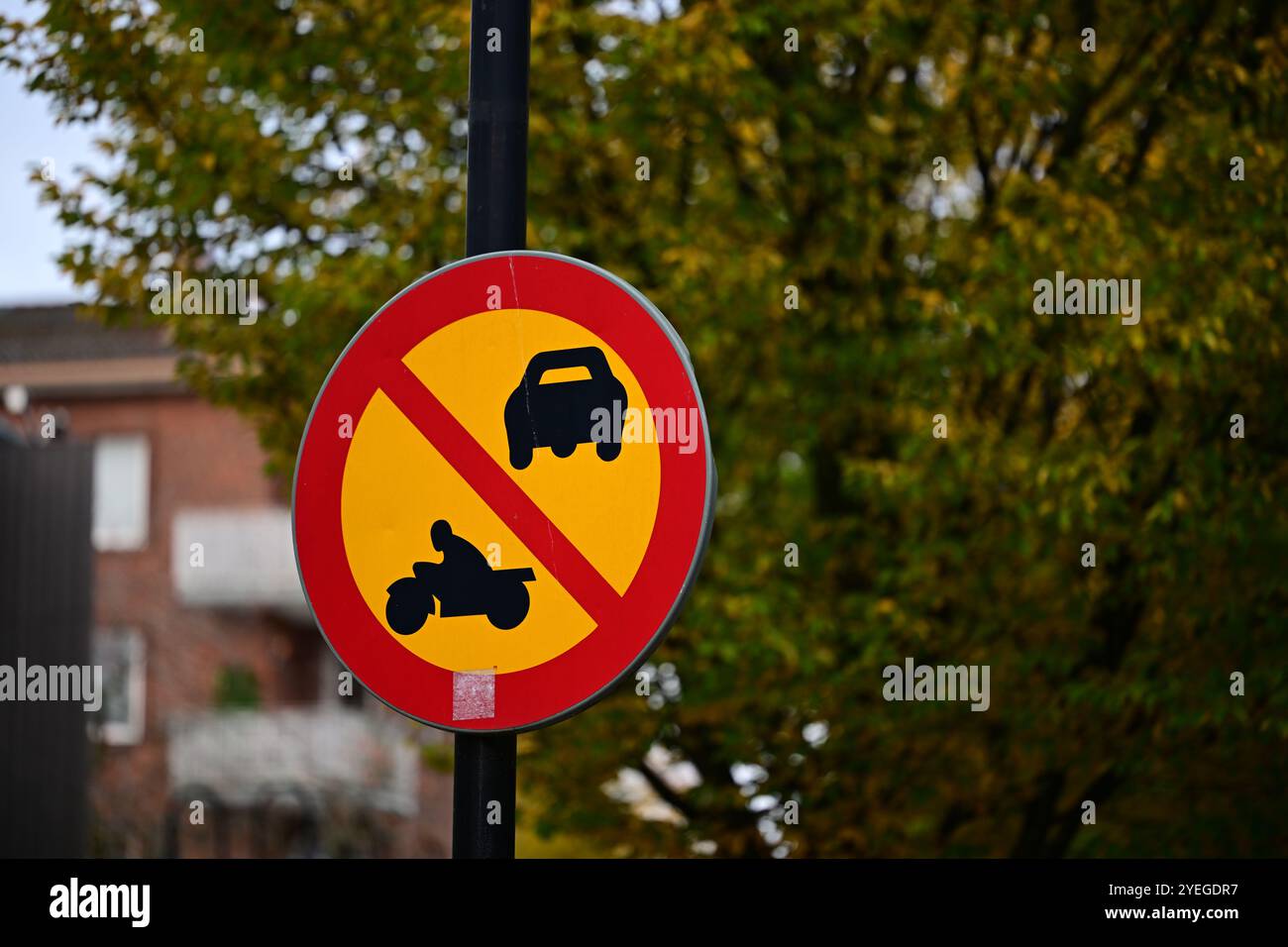 Hässleholm, Skåne, Sweden. October 28 2024. Swedish traffic signage ...