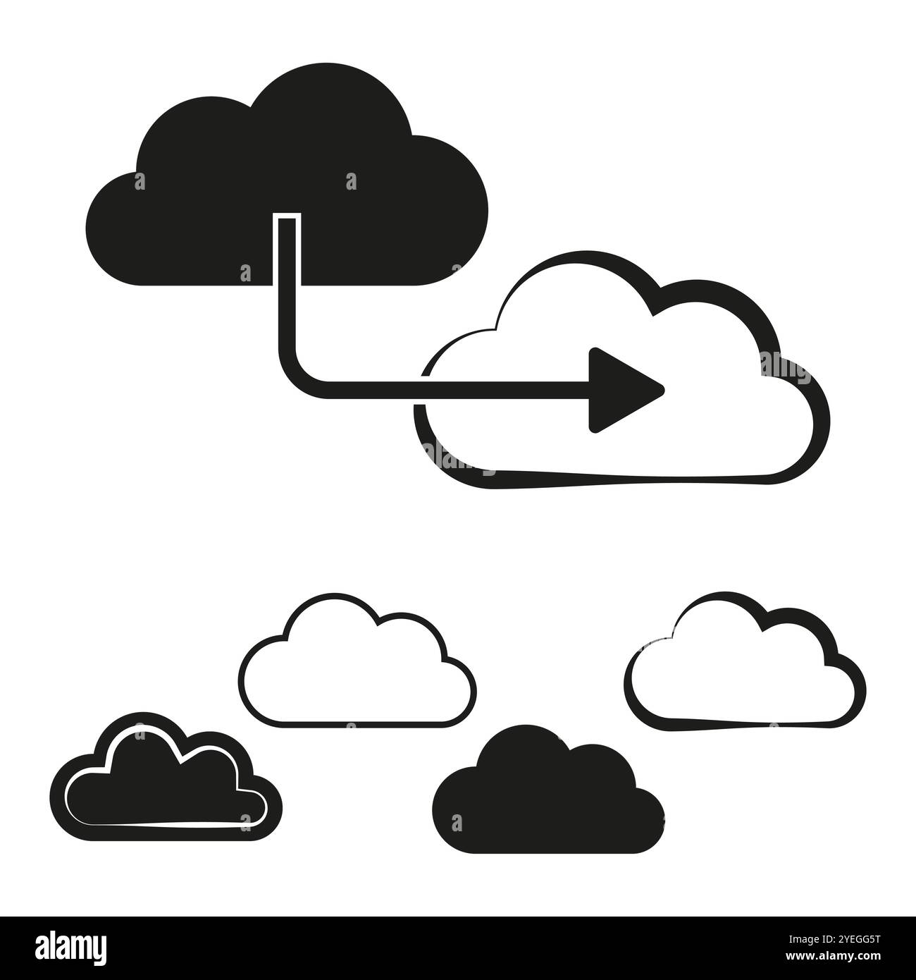 Clouds with arrow. Cloud computing concept. Data transfer symbol. Vector illustration Stock ...