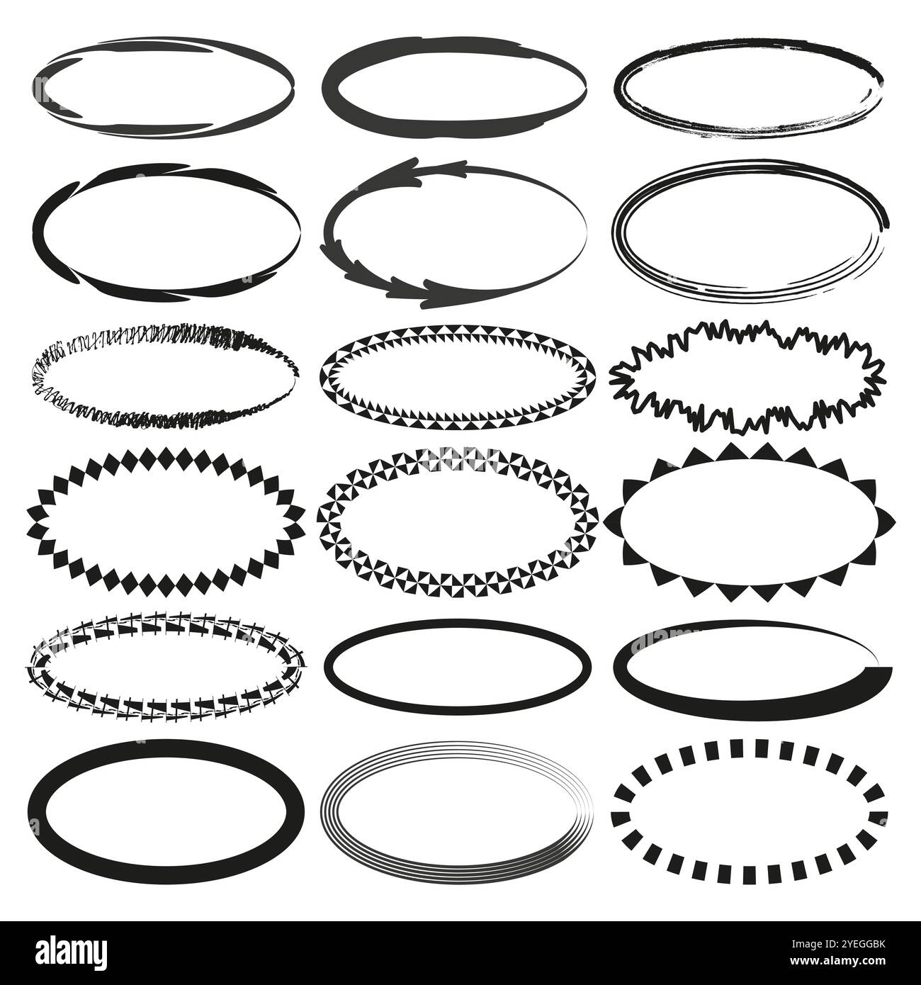 Oval frame collection. Decorative oval borders. Geometric patterns set. Vector ovals Stock ...