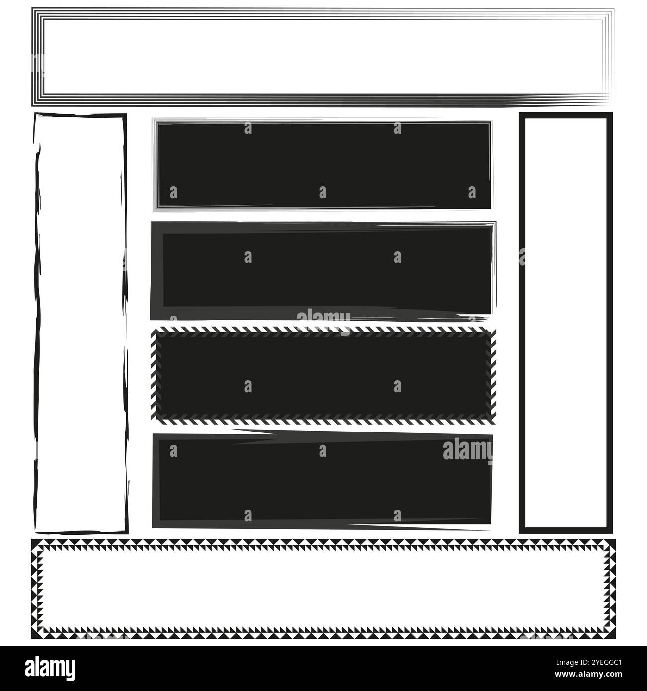Frame layout design. Black and white frame grid. Geometric border ...
