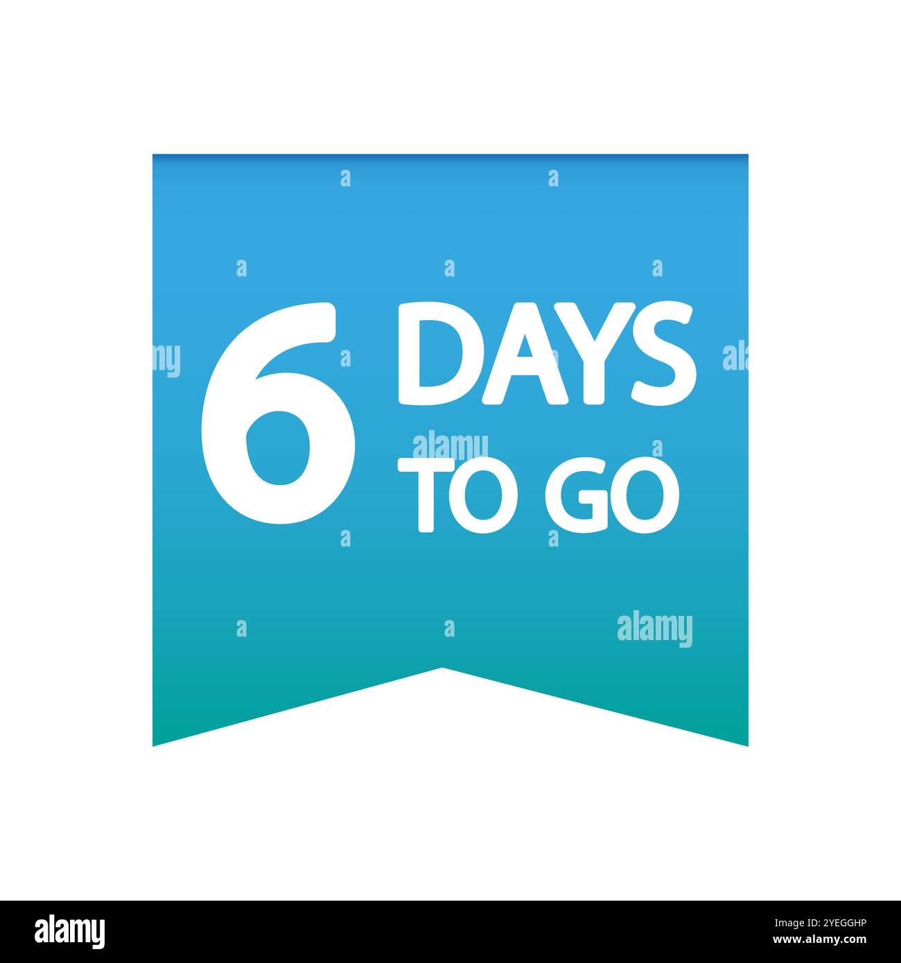 Number six focus. Blue and white countdown. Bold 6 days text. Vector ...
