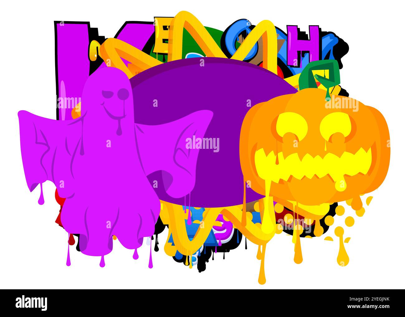 Halloween Jack O' Lantern and Ghost Graffiti tag. Abstract modern ...