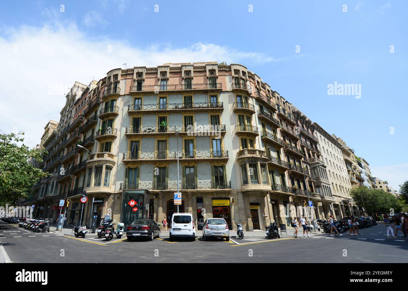 Beautiful buildings along the iconic Rambla de Catalunya in Barcelona ...