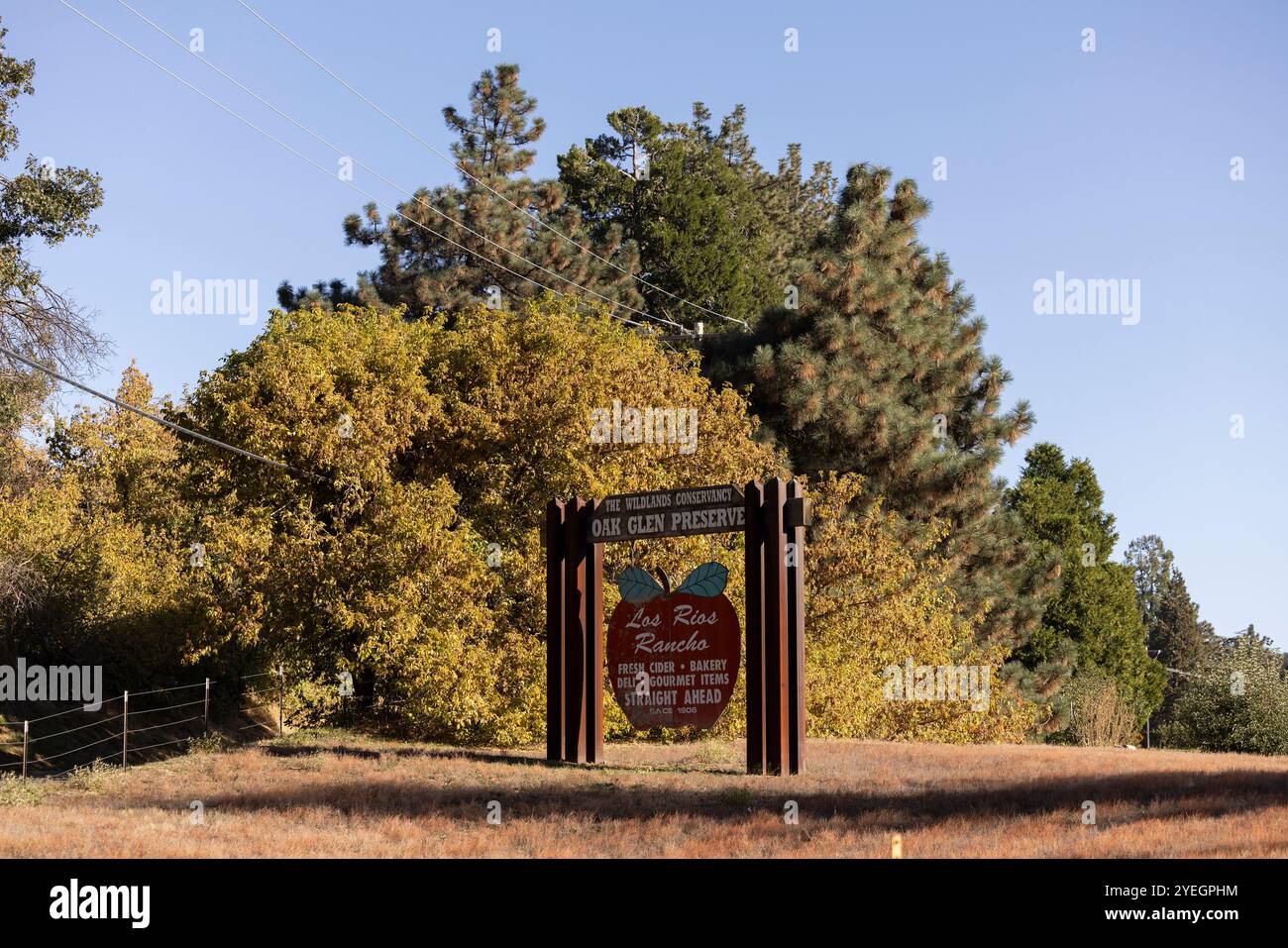 Oak Glen, California, USA - October 29, 2023: A Los Rios Rancho welcome ...