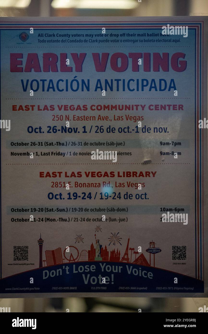 Las Vegas, NV, USA. 30th Oct, 2024. Early voting at East Las Vegas ...