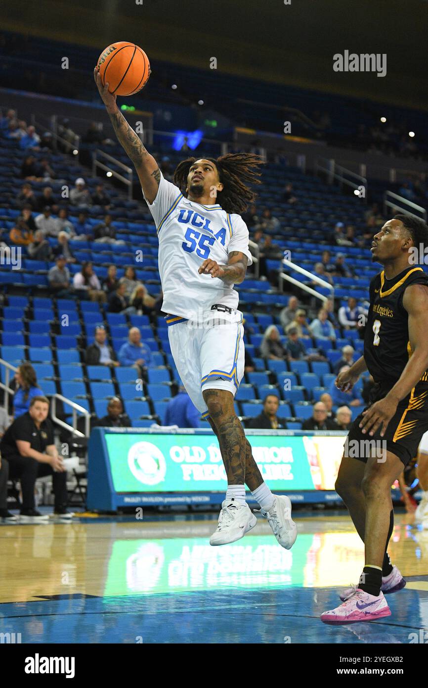 LOS ANGELES, CA - OCTOBER 30: UCLA Bruins guard Skyy Clark (55) drives ...