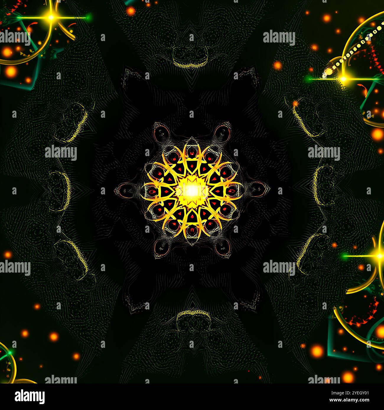 Psychedelic Fractal Mandala Abstract with Cosmic Symmetry and ...