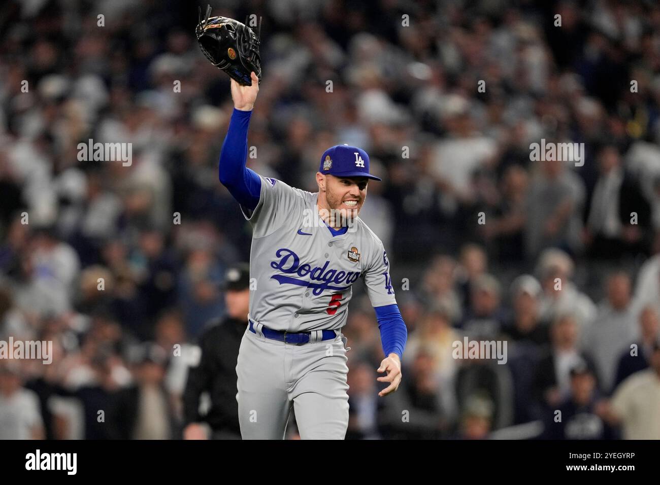 Los Angeles Dodgers first baseman Freddie Freeman celebrates their win ...