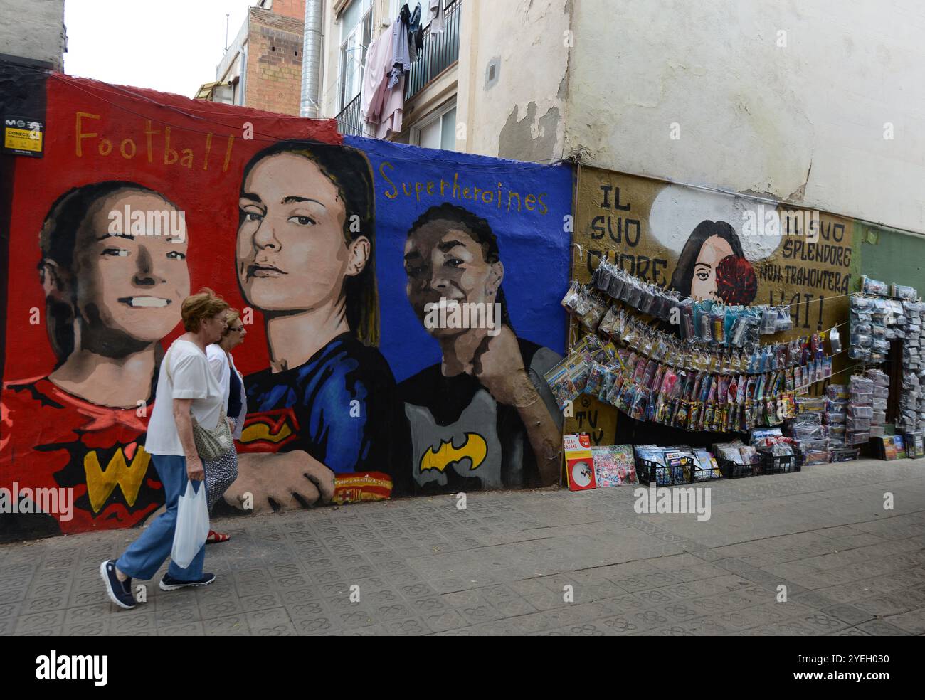 A mural dedicated to 3 FC Barcelona women's football players that won ...