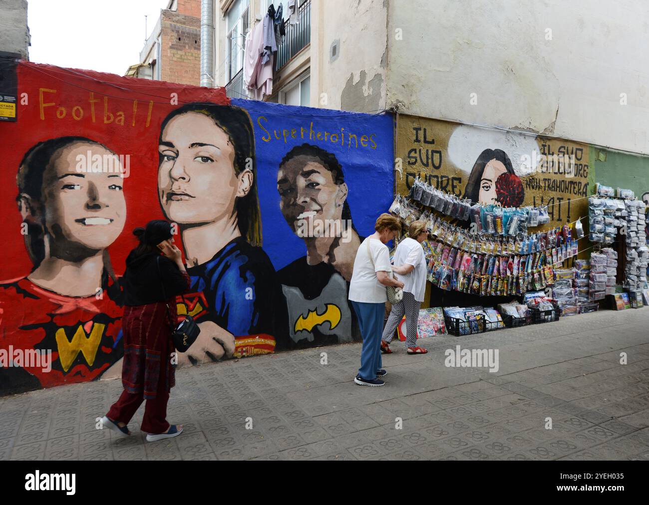 A mural dedicated to 3 FC Barcelona women's football players that won ...