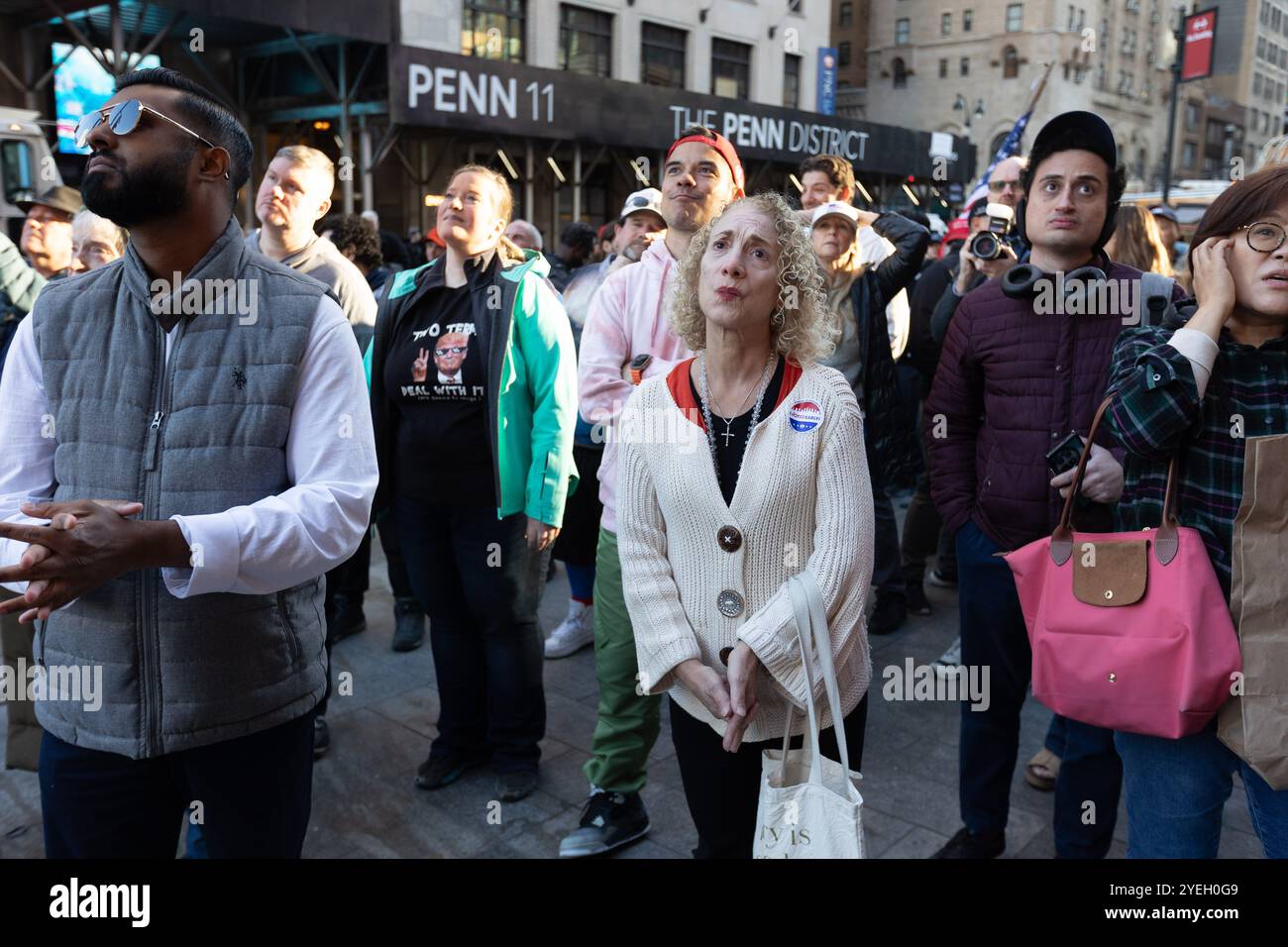 Crowds gather outside of Madison Square Garden in NYC during a campaign ...
