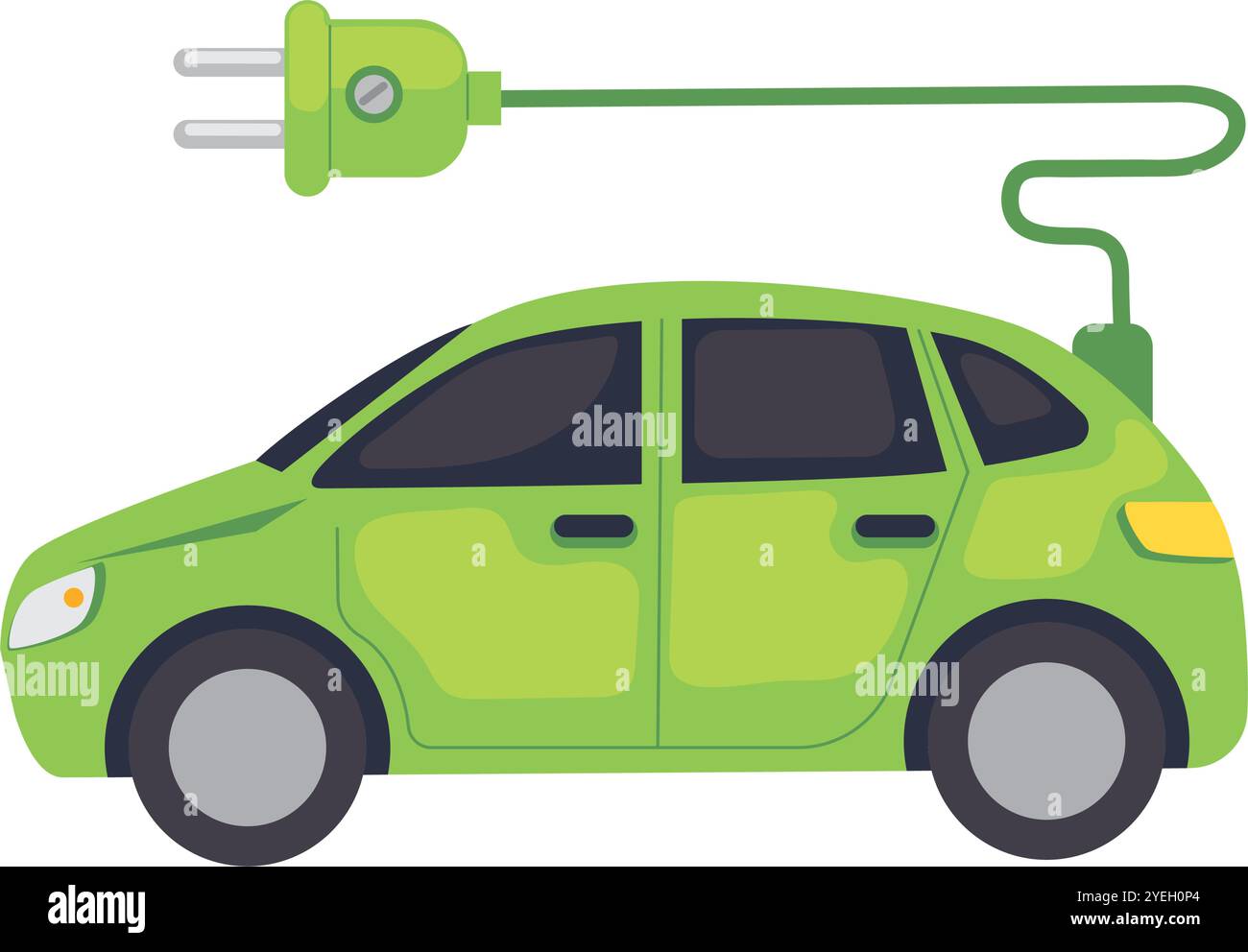 electric car with charging cable Stock Vector Image & Art - Alamy