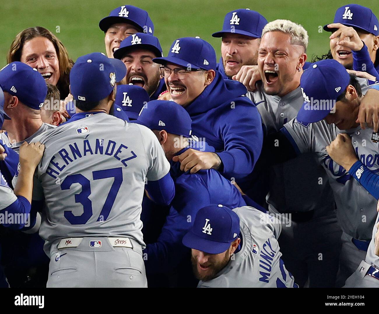 New York, United States. 30th Oct, 2024. Los Angeles Dodgers players ...