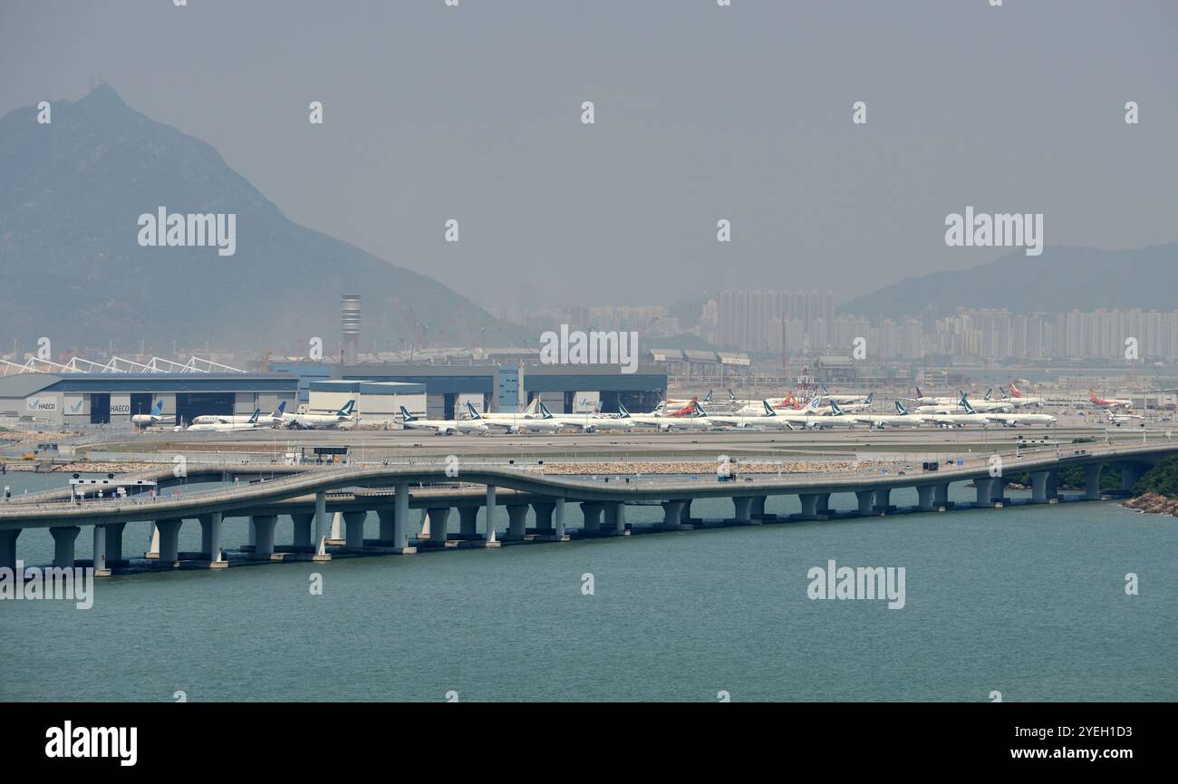 View of the Hong Kong - Zhuhai - Macau bridge seen from the Tung O ...